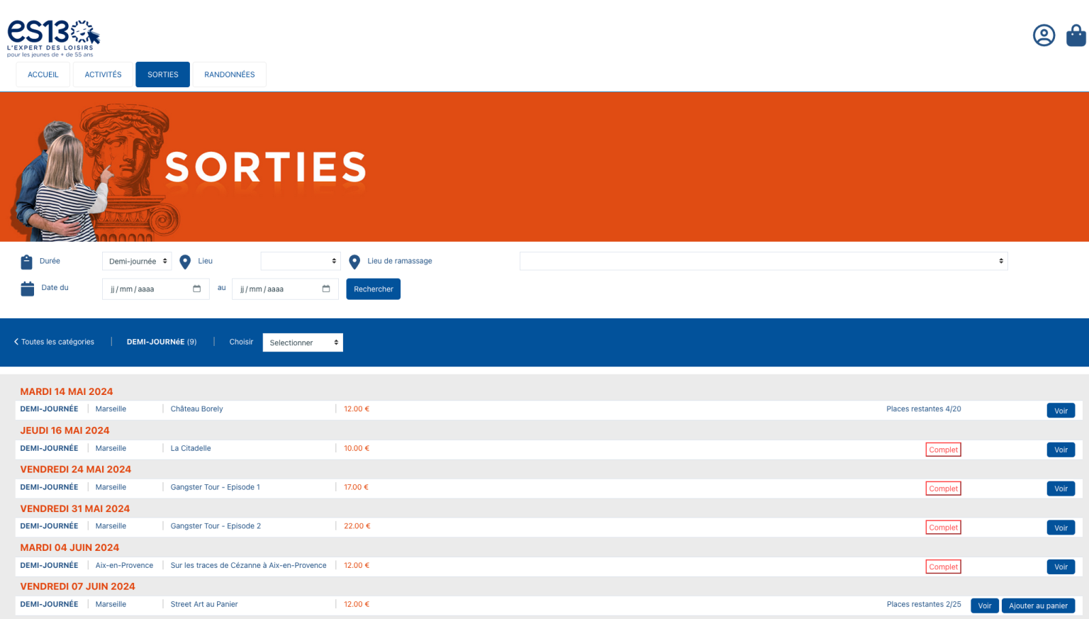 Comment s'inscrire à une sortie ? - ES13